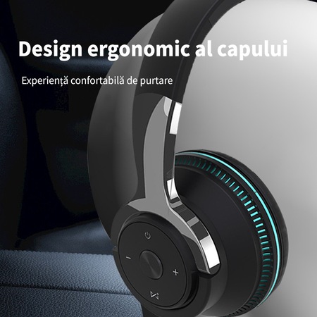 Casti Bluetooth, Wireless, colorat si luminos, pliabil, bas puternic ...