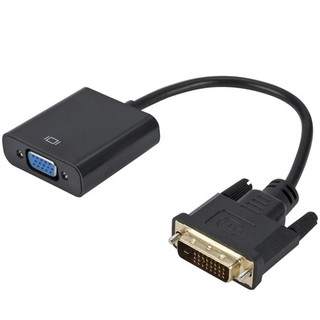 Cablu adaptor, convertor de la DVI-D Dual Link 24 1 tata la VGA 15 pini mama, negru, 23,5cm ...