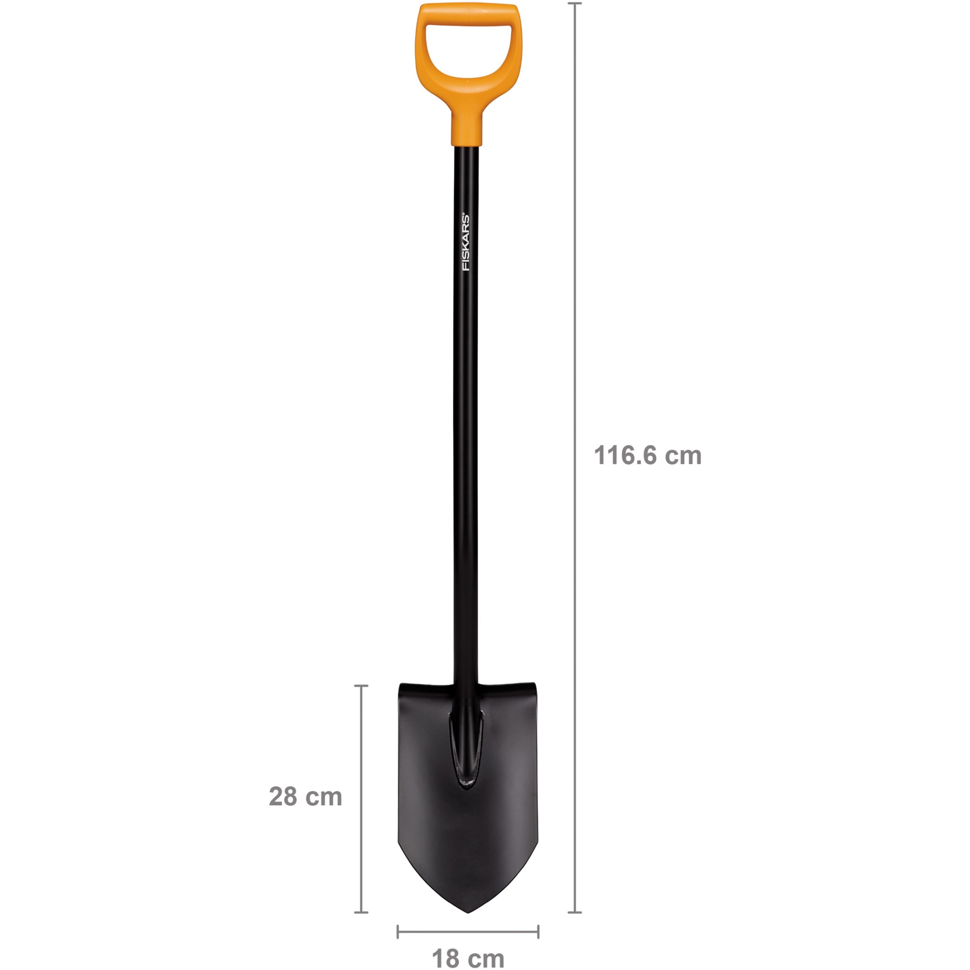 Градинска лопата Fiskars Solid 1066716, Метална, Остра, Дължина 117 см, Ширина 18 см, 1.85 кг ...
