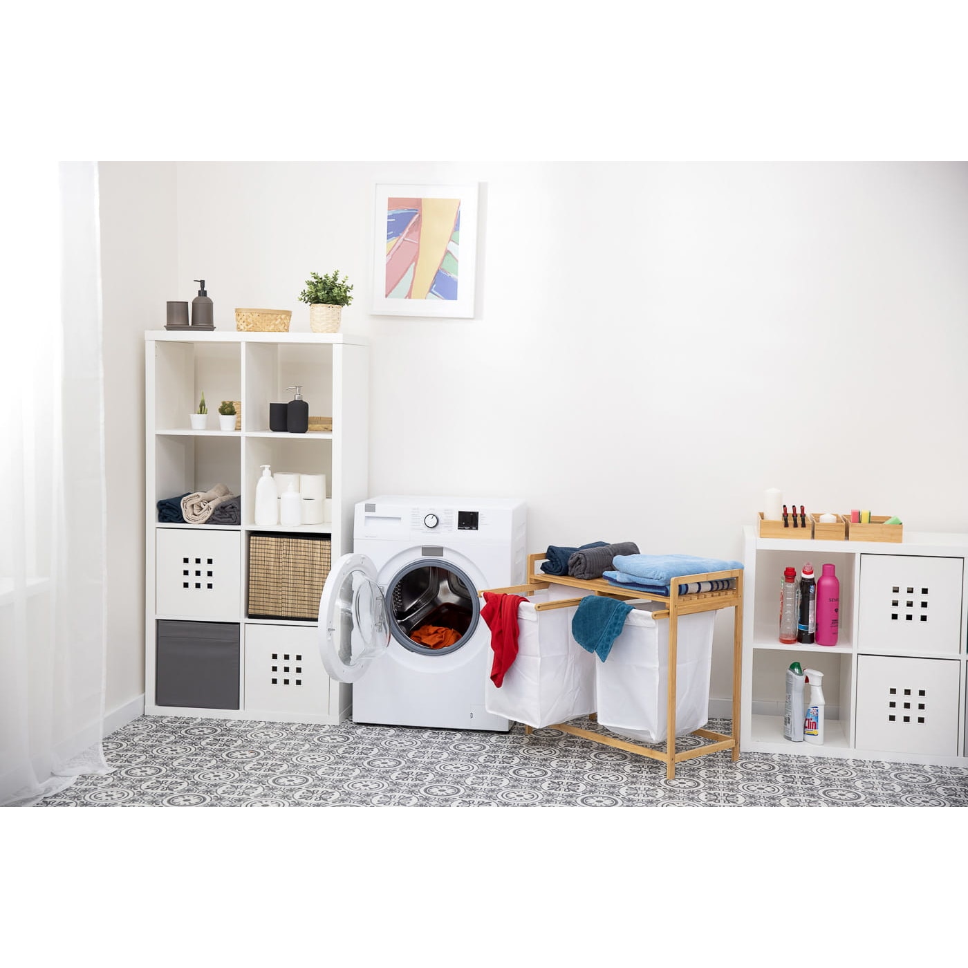 Cos de rufe, Easyform, Bambus/Bumbac, 80L, Alb - eMAG.ro