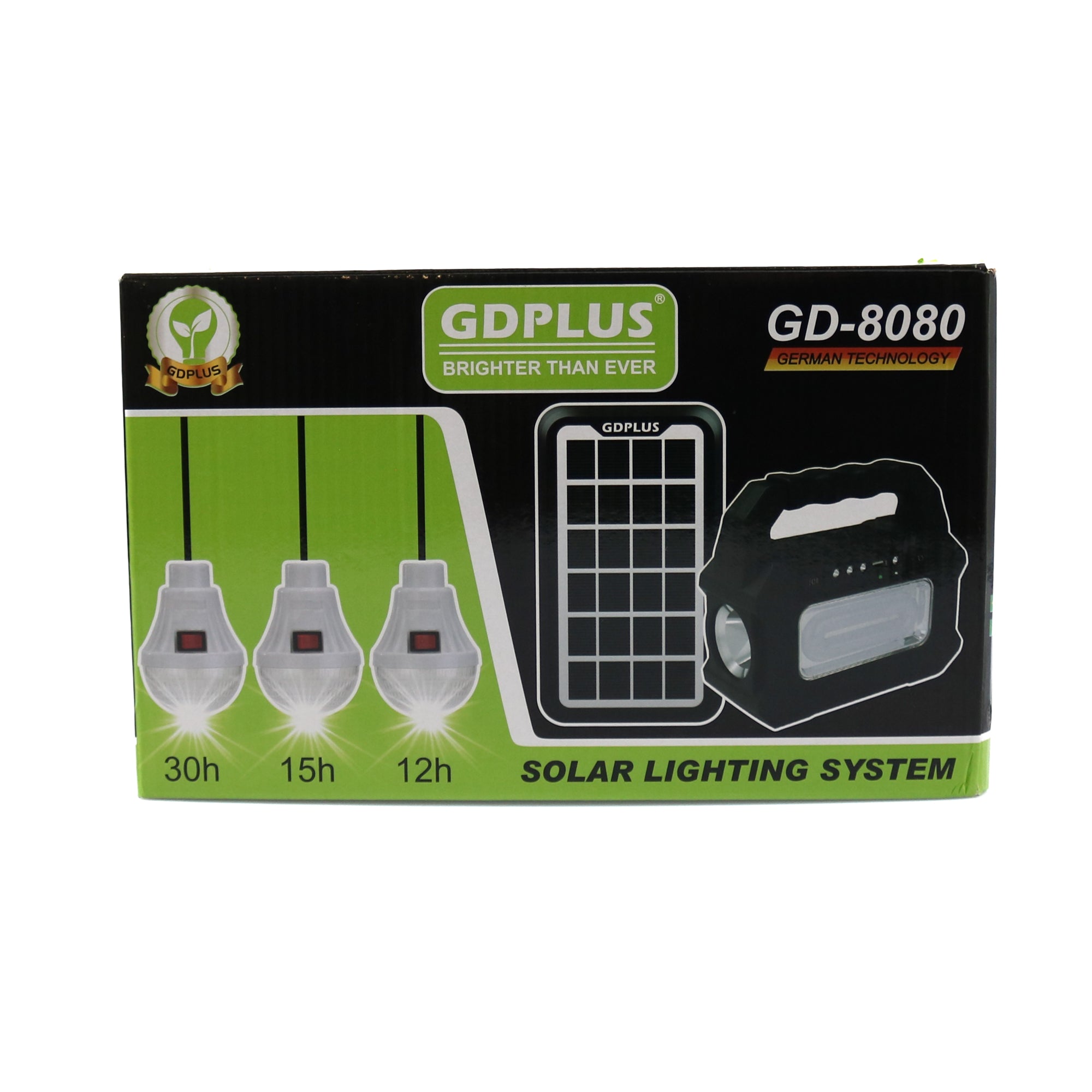 Sistem de iluminat solar GDPLUS cu 3 becuri, lanterna, GD-8080 - eMAG.ro