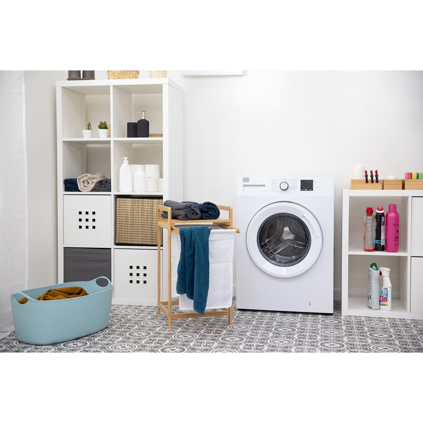 Cos de rufe, Easyform, Bambus/Bumbac, 40L, Alb - eMAG.ro