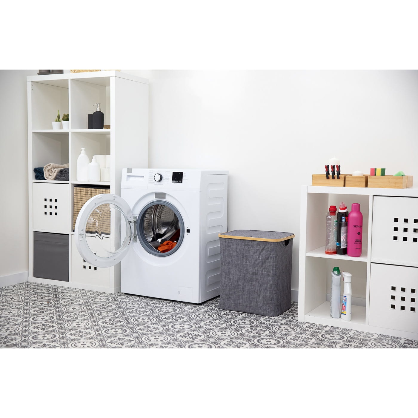 Cos de rufe, Easyform, Bambus/Bumbac, 60L, Gri - eMAG.ro