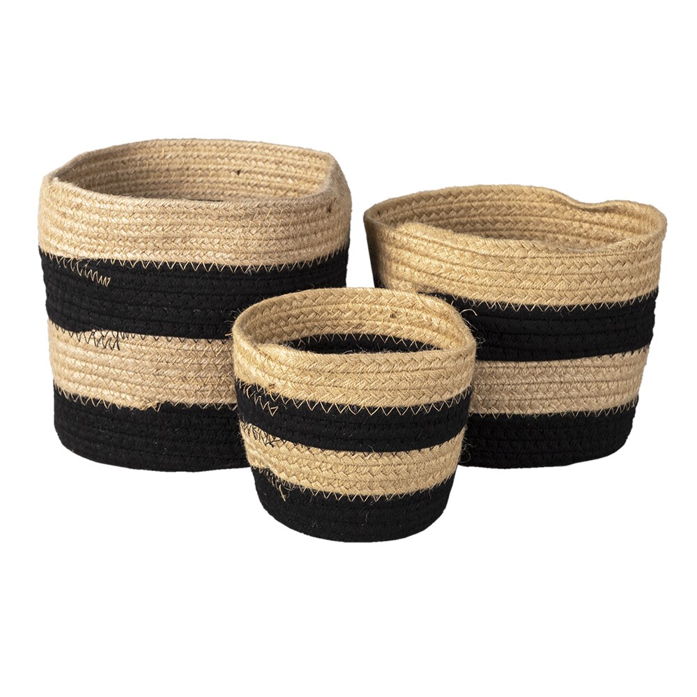 Set 3 cosuri depozitare textil negru natur 22x19 cm, 19x17 cm, 16x13 cm ...