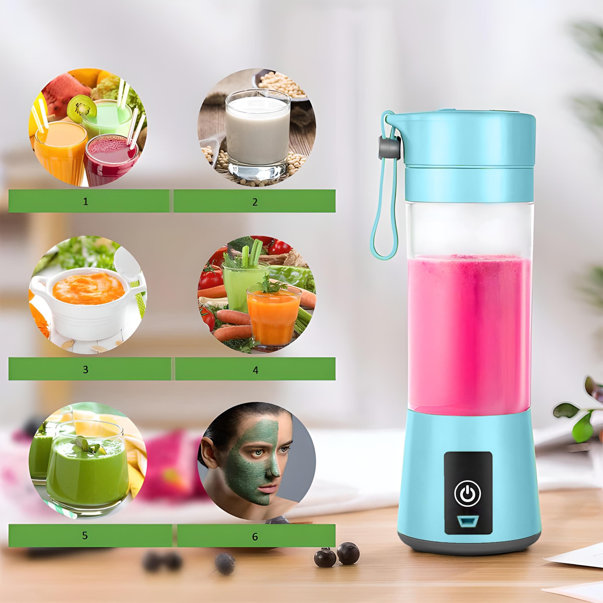 Mini blender portabil, conectat prin USB, electric, pentru prepararea ...