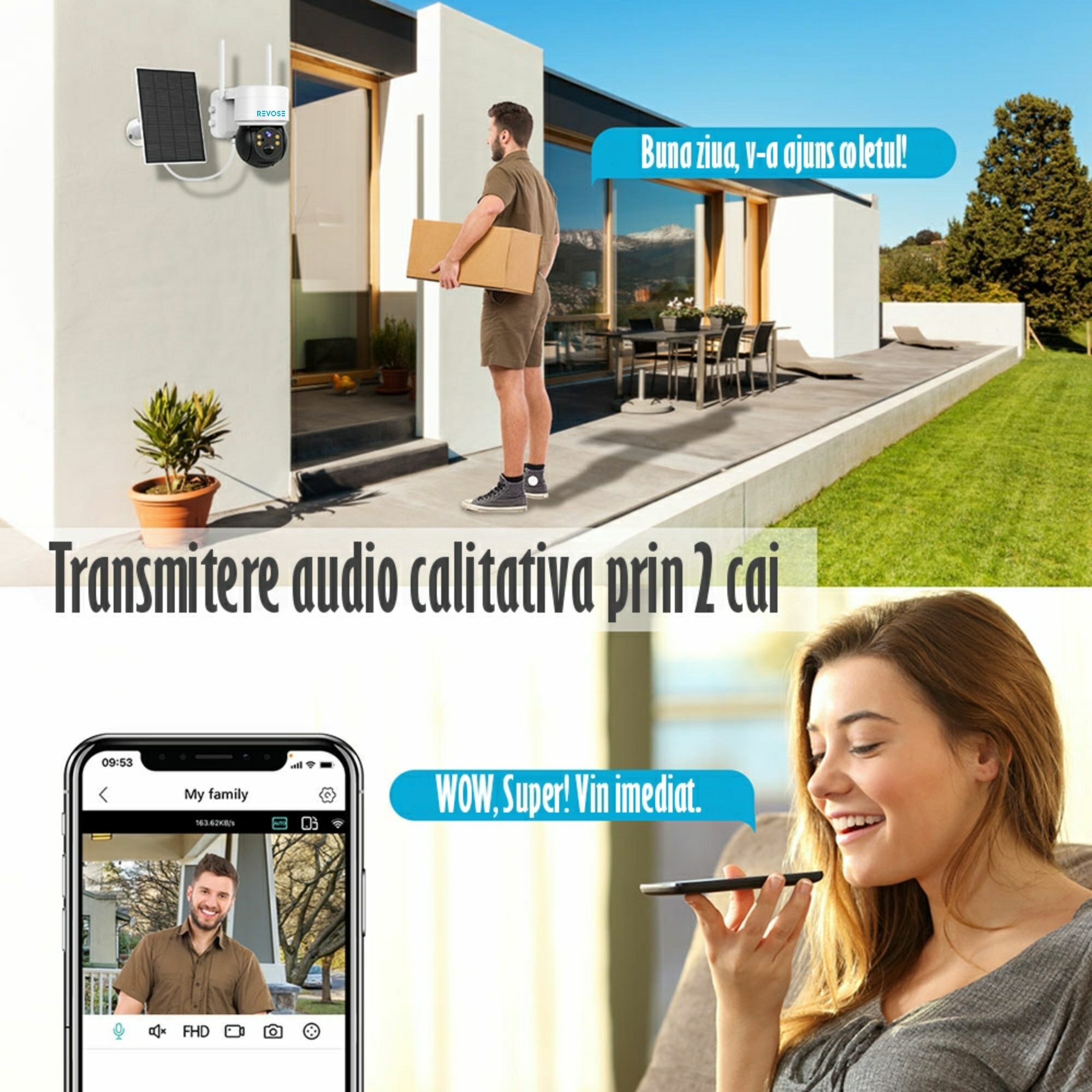 Camera Solara de Supraveghere Video REVOSE™ 5MP 2560x1920, Aplicatie ...