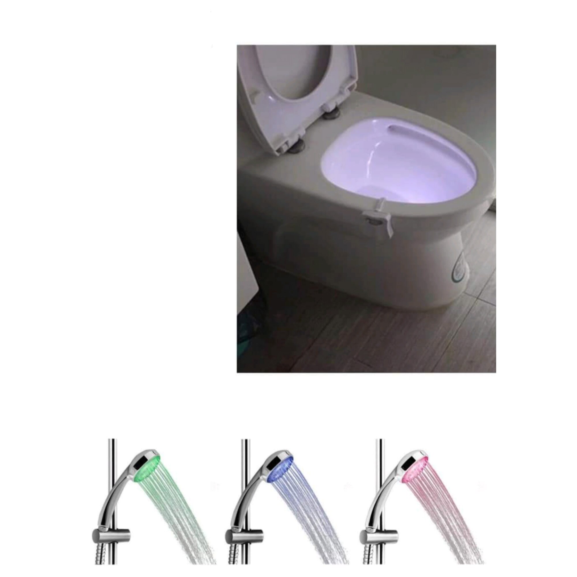 Para de dus luminata, LED 3 culori cu senzor pentru temperatura apei si ...