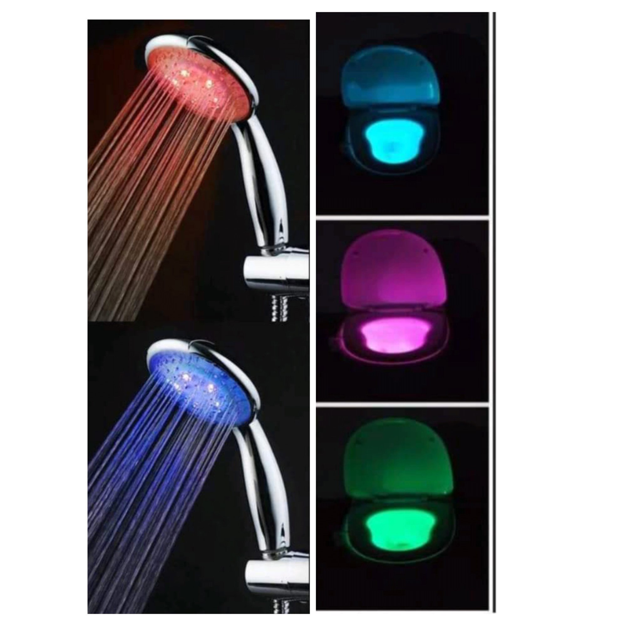 Para de dus luminata, LED 3 culori cu senzor pentru temperatura apei si ...