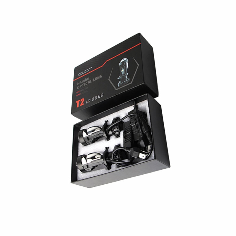 Set 2 Becuri LED cu Lupa H4 Mini Optical Lens, Canbus, 4500LM, 65W ...