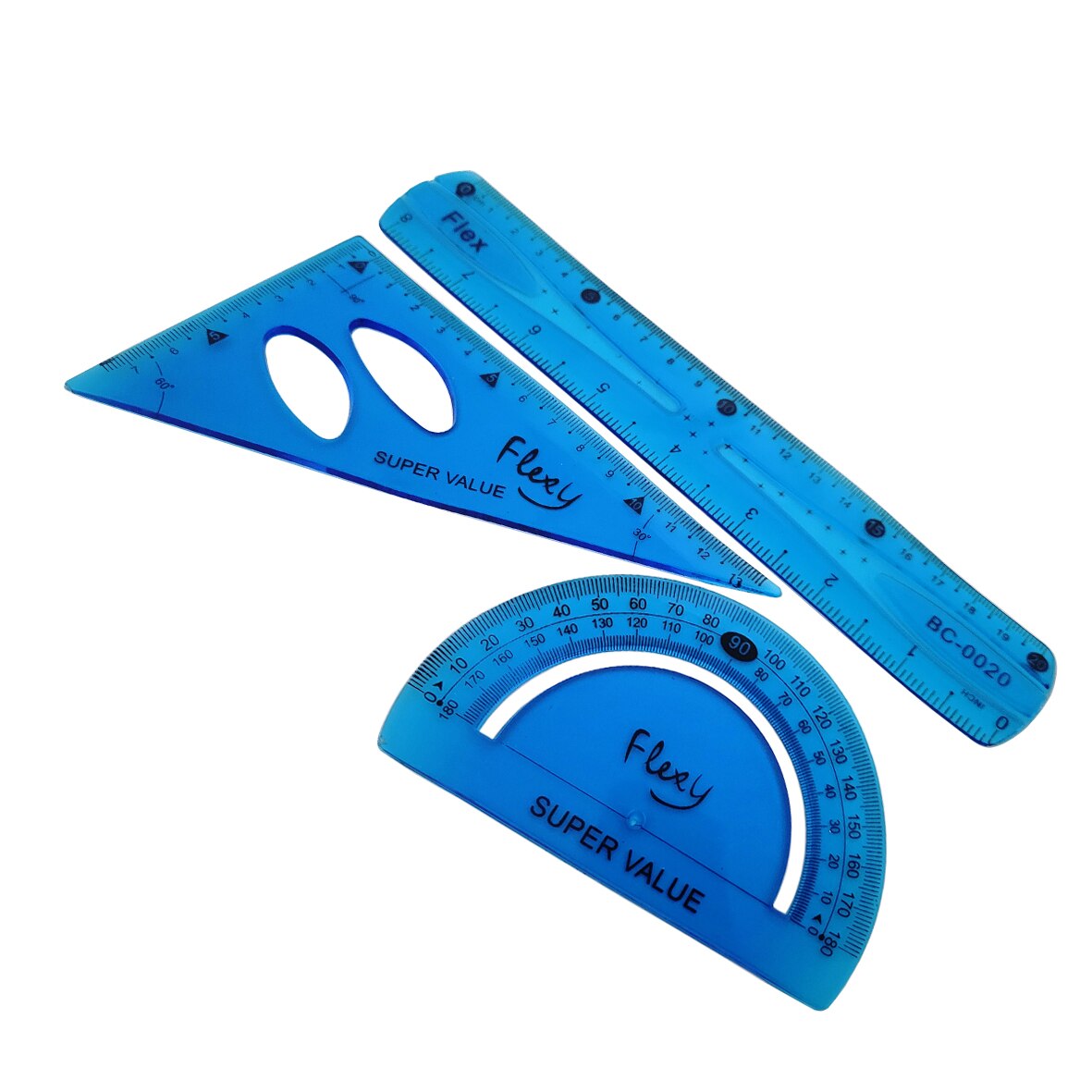 Set geometrie flexibil, 3 piese, albastru - eMAG.ro