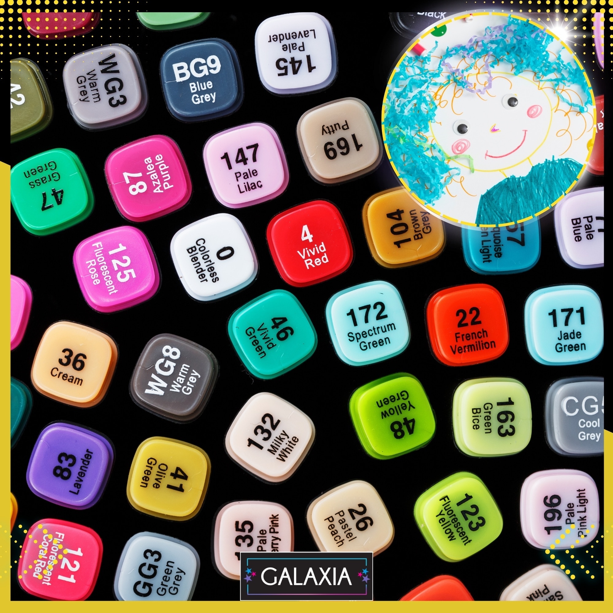 Set 262 de carioci profesionale GALAXIA, Markere multicolore, Cu ...