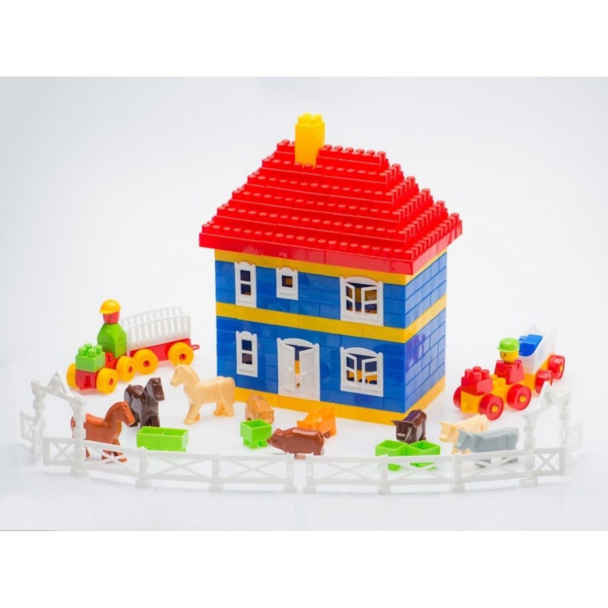 Set 292 piese, cuburi de constructie din plastic pentru copii, Ferma ...
