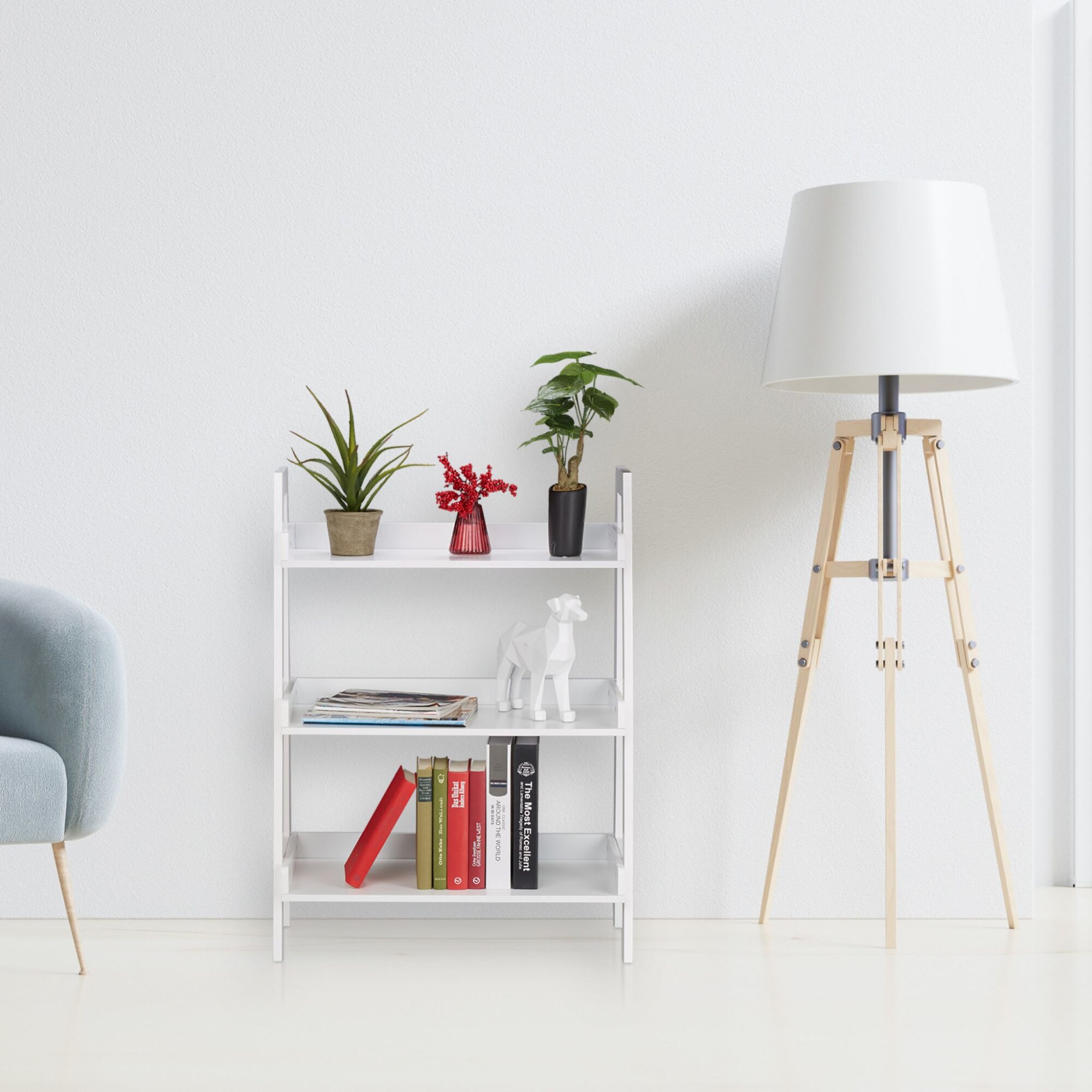 Raft universal decorativ, 3 polite, MDF, 82,5 x 61 x 29 cm, alb - eMAG.ro