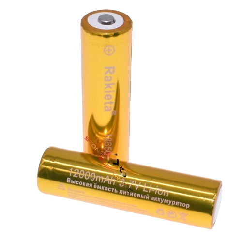 Set 4 acumulatori Rakieta 18650, 3.7v, 12000mAh, Li-ion, Auriu - eMAG.ro