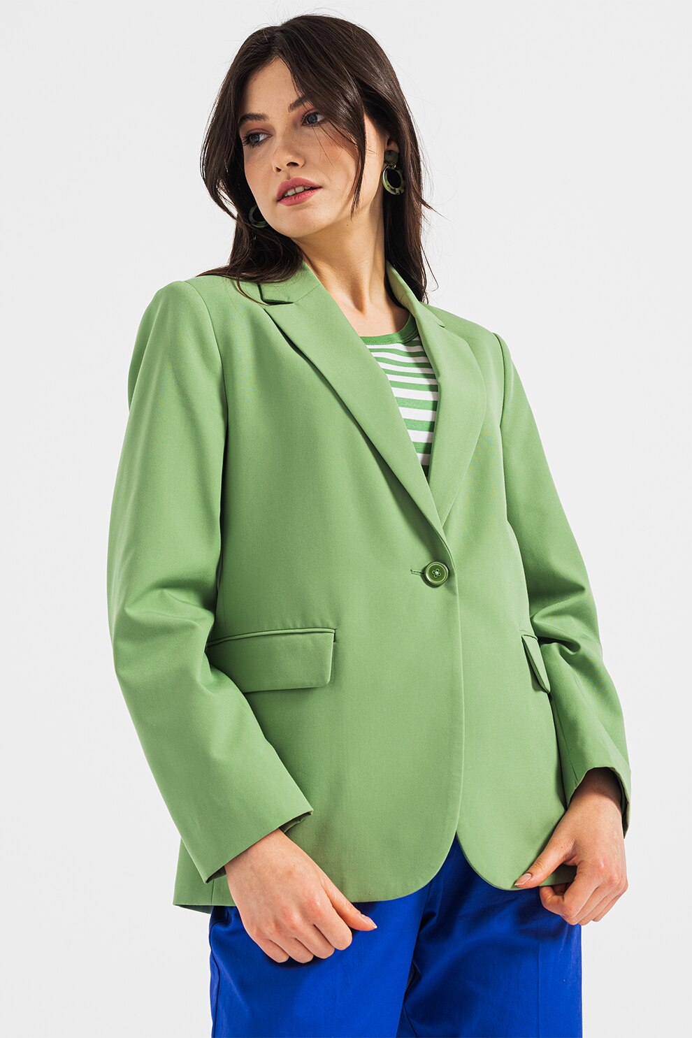 United Colors of Benetton, Blézer hajtókás gallérral, Tengerzöld, 42 ...