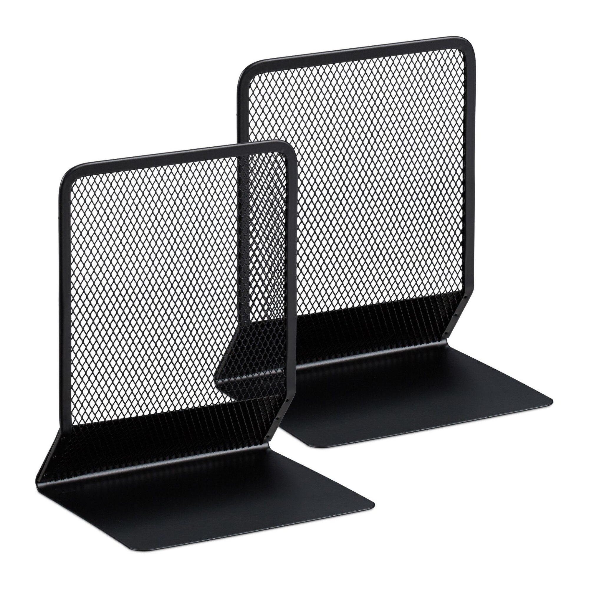 Suport carti/opritor, metal, negru, set de 2 bucati, 16,5 x 13 x 10,5 ...