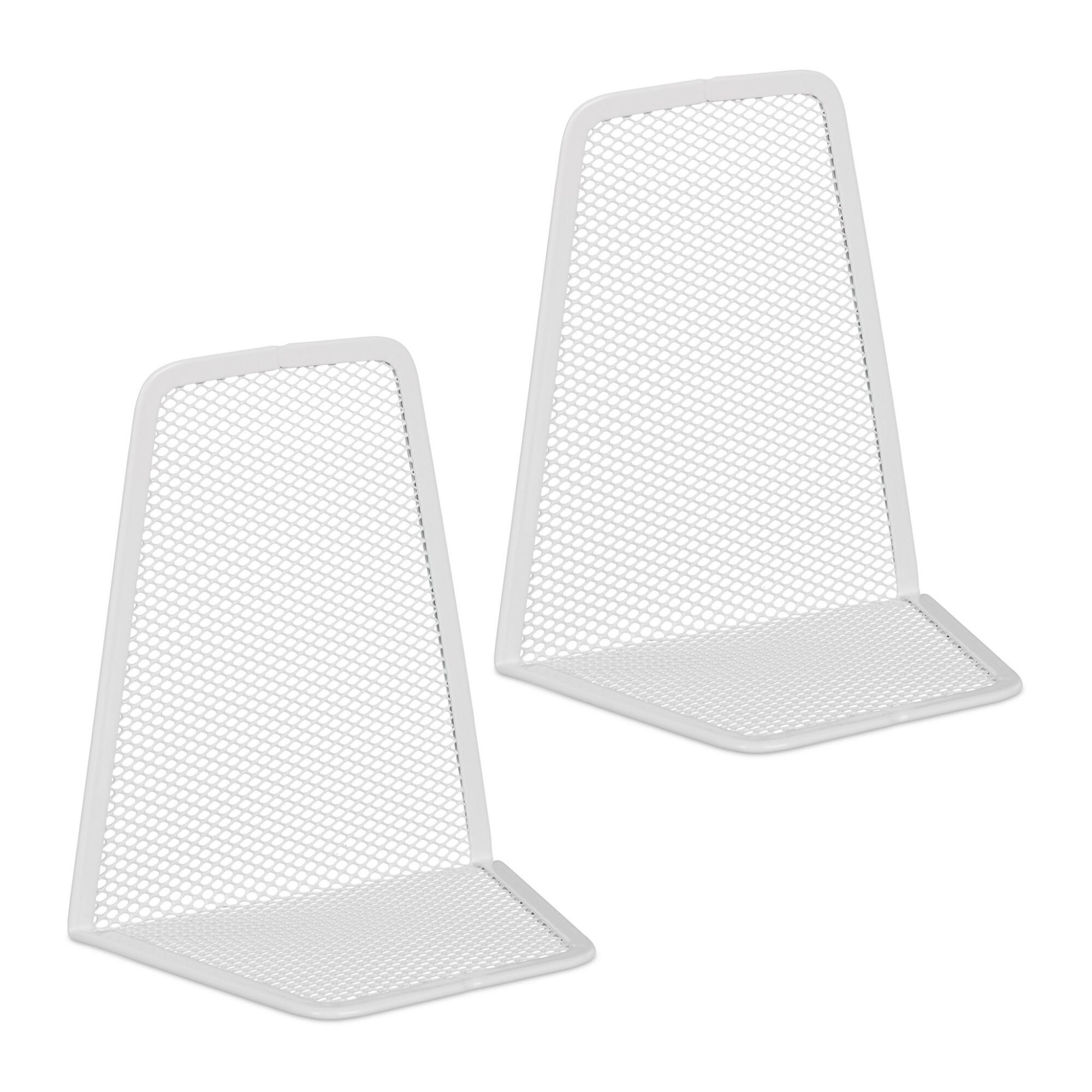 Suport carti/opritor, metal,14 x 12 x 9 cm, set de 2 bucati, alb - eMAG.ro