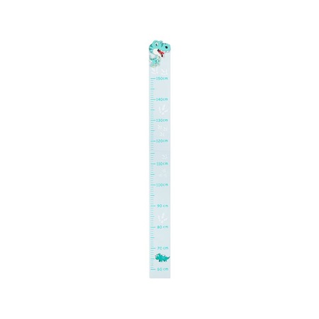 Centimetru inaltime copi, Dinozaur, Lemn, 115x13x0,8 cm, Albastru/Alb ...