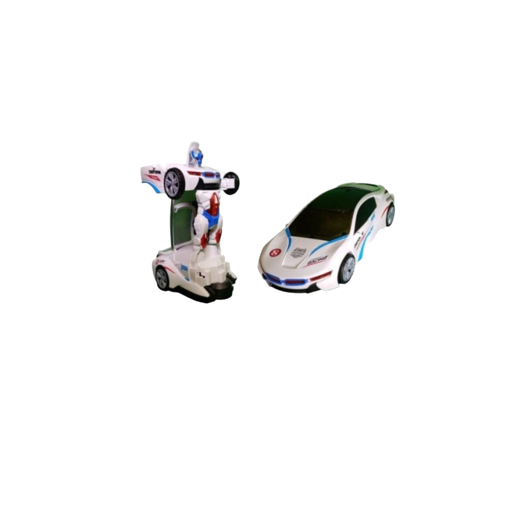 Masina care se transforma in Robot, Autobot, cu lumini si sunete, Alba ...