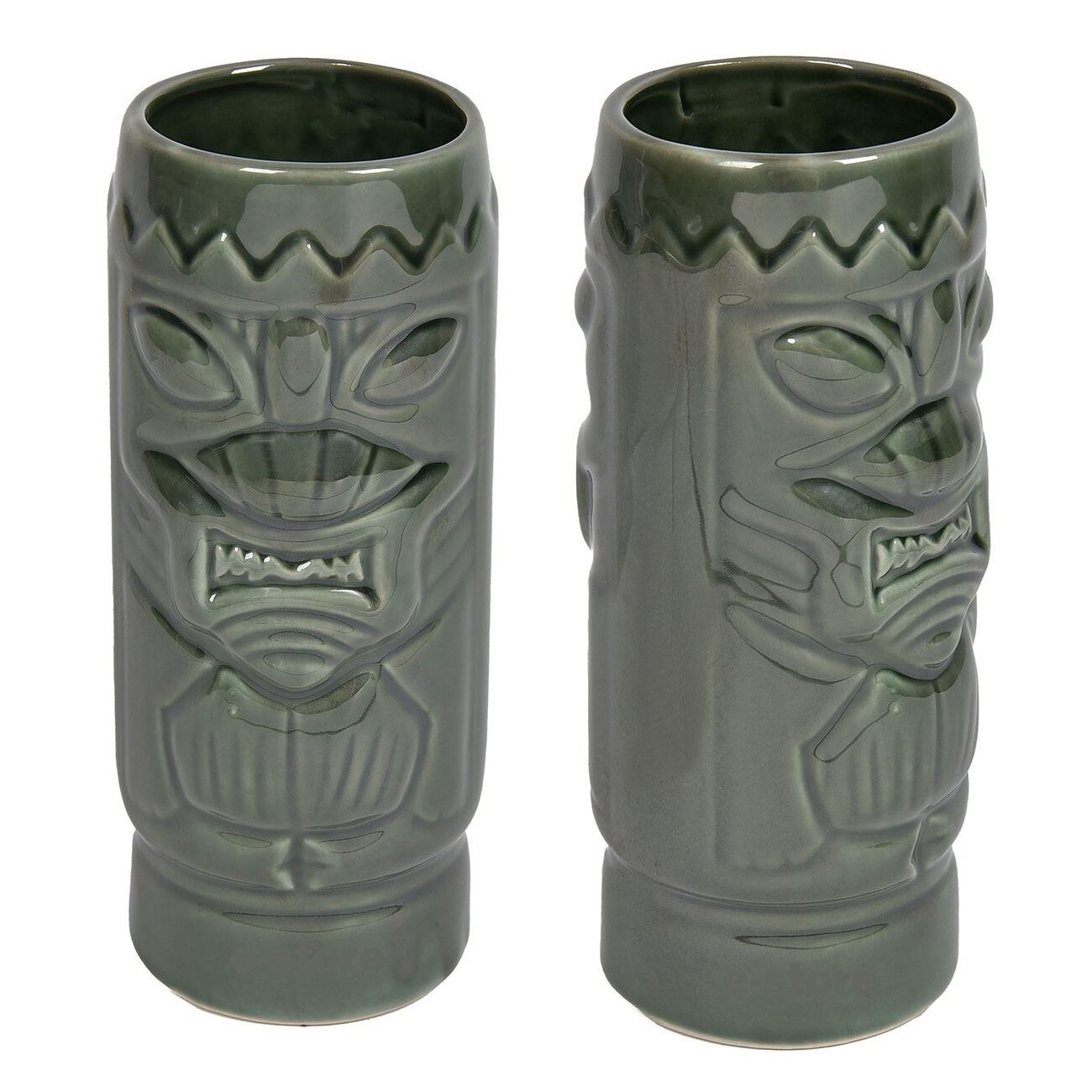 Set 2 cani vintage, ceramica, design aztec, verde, 450ml - eMAG.ro