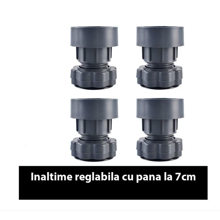 Set 4 picioruse Reglabile antivibratii, suprapozabile din ABS si ...