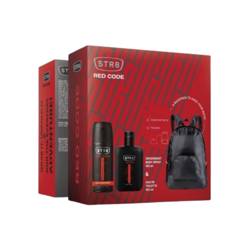 Set cadou STR8 Red Code pentru barbati, Apa de toaleta 100 ml si Deodorant spray 150 ml si ...