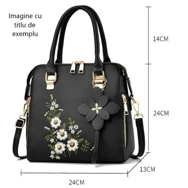 Geanta dama, model floral brodat galben - eMAG.ro