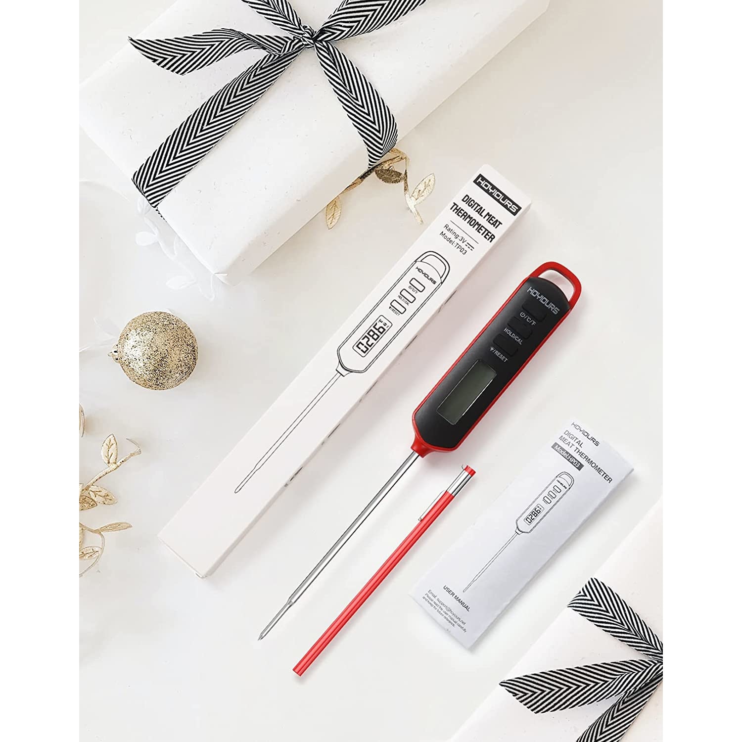 Termometru pentru gatit Hoyiours TP03, Afisaj electronic, Citire rapida ...