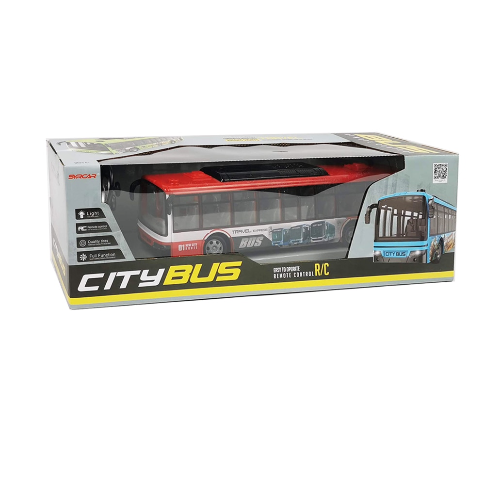 Autobuz copii, Cu telecomanda, Acumulator, 38 x 10 x 7 cm, Multicolor ...