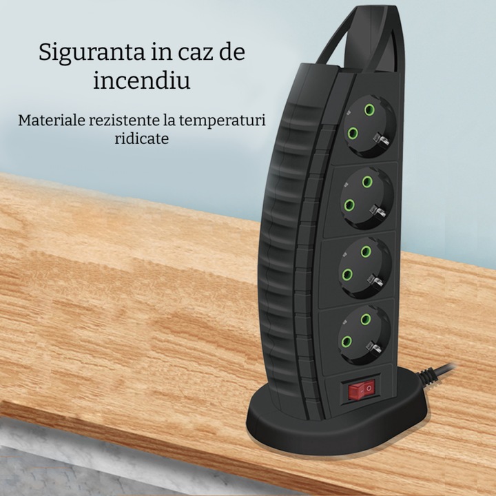 Prelungitor priza multifunctional, 1xUSB Type C, 3xUSB, 8xAC, Cablu 2m ...