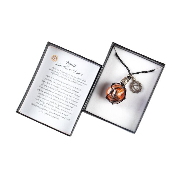 Colier cu Piatra Agat, echilibrare Chakra plexului solar, Manipura ...