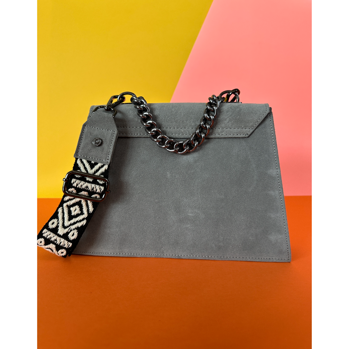 Poseta Chiara gri din piele intoarsa - eMAG.ro