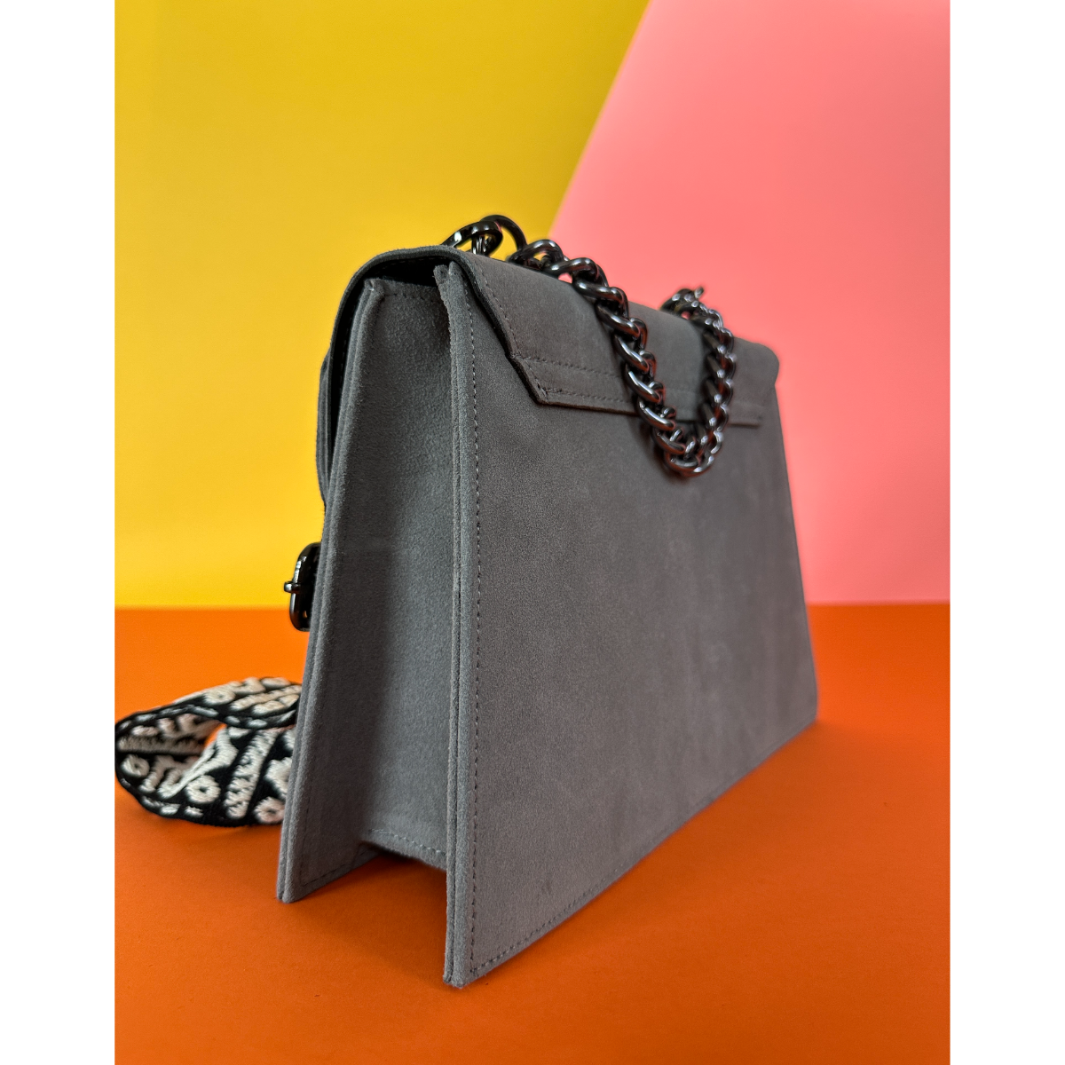 Poseta Chiara gri din piele intoarsa - eMAG.ro