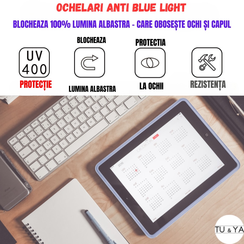 Anti-kék fény szemüveg, TU&YA® védelem, számítógép, telefon, tablet ...