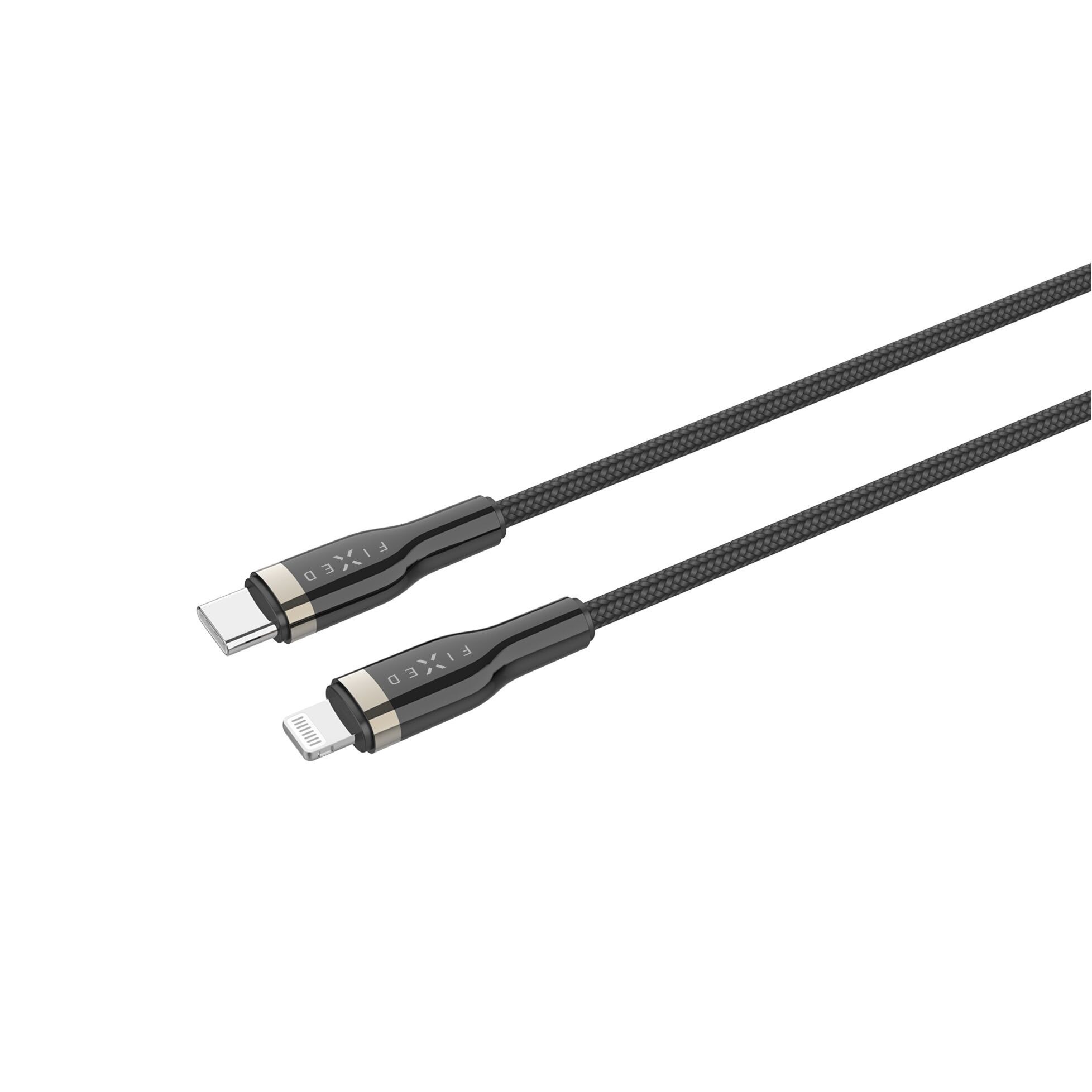 Кабел за зареждане и данни Fixed, USB-C/Lightning конектори, PD ...