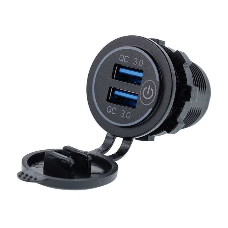 Priza cu 2 USB, cu comutator tactil, 12-24V, 3.0A, 18W, cu LED ...
