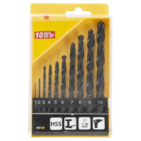 Set 10 bucati burghiu HSS pentru metal, 1 - 10mm, in cutie plastic ...