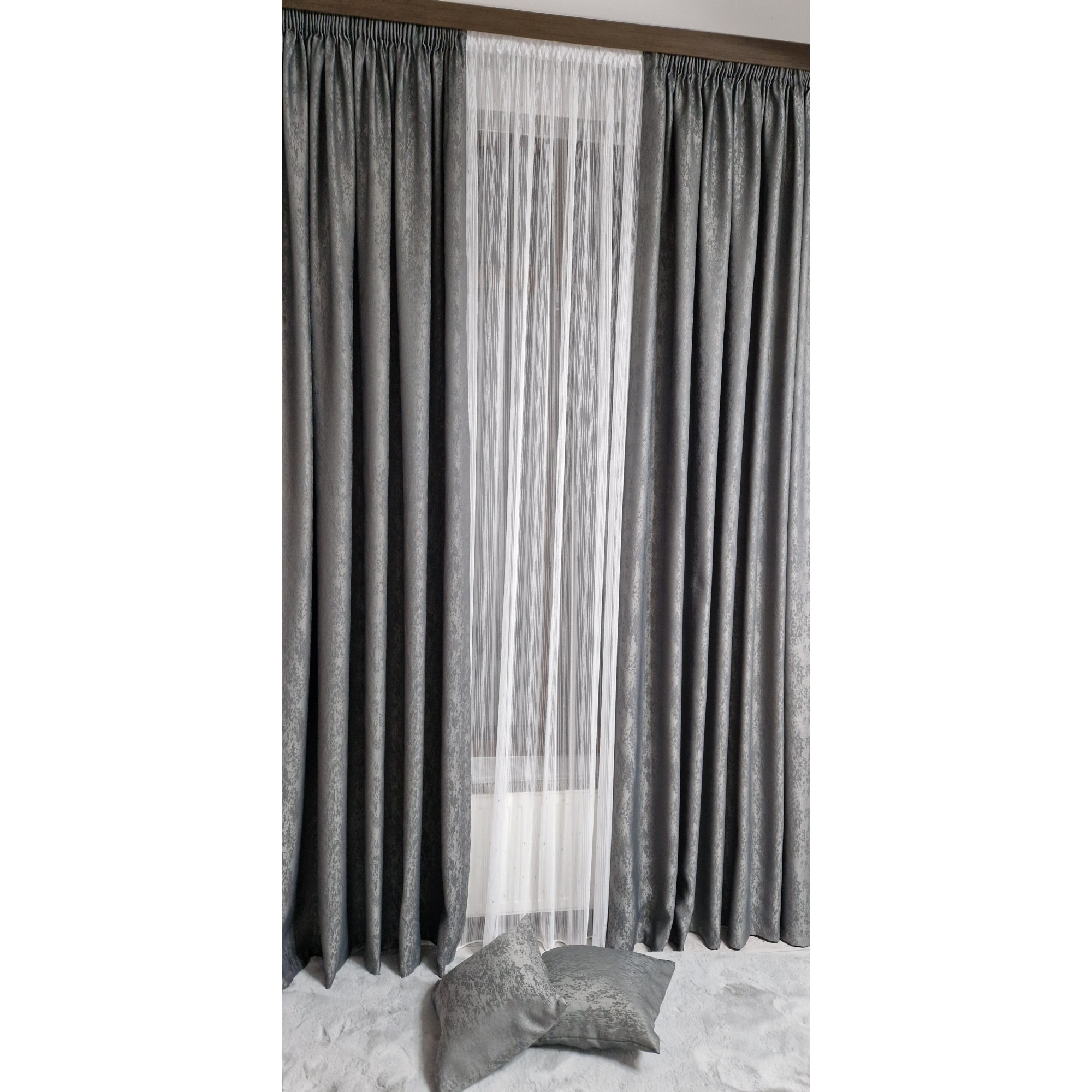 Draperie blackout cu insertii gri antracit 2 buc x 150 x 210 - eMAG.ro