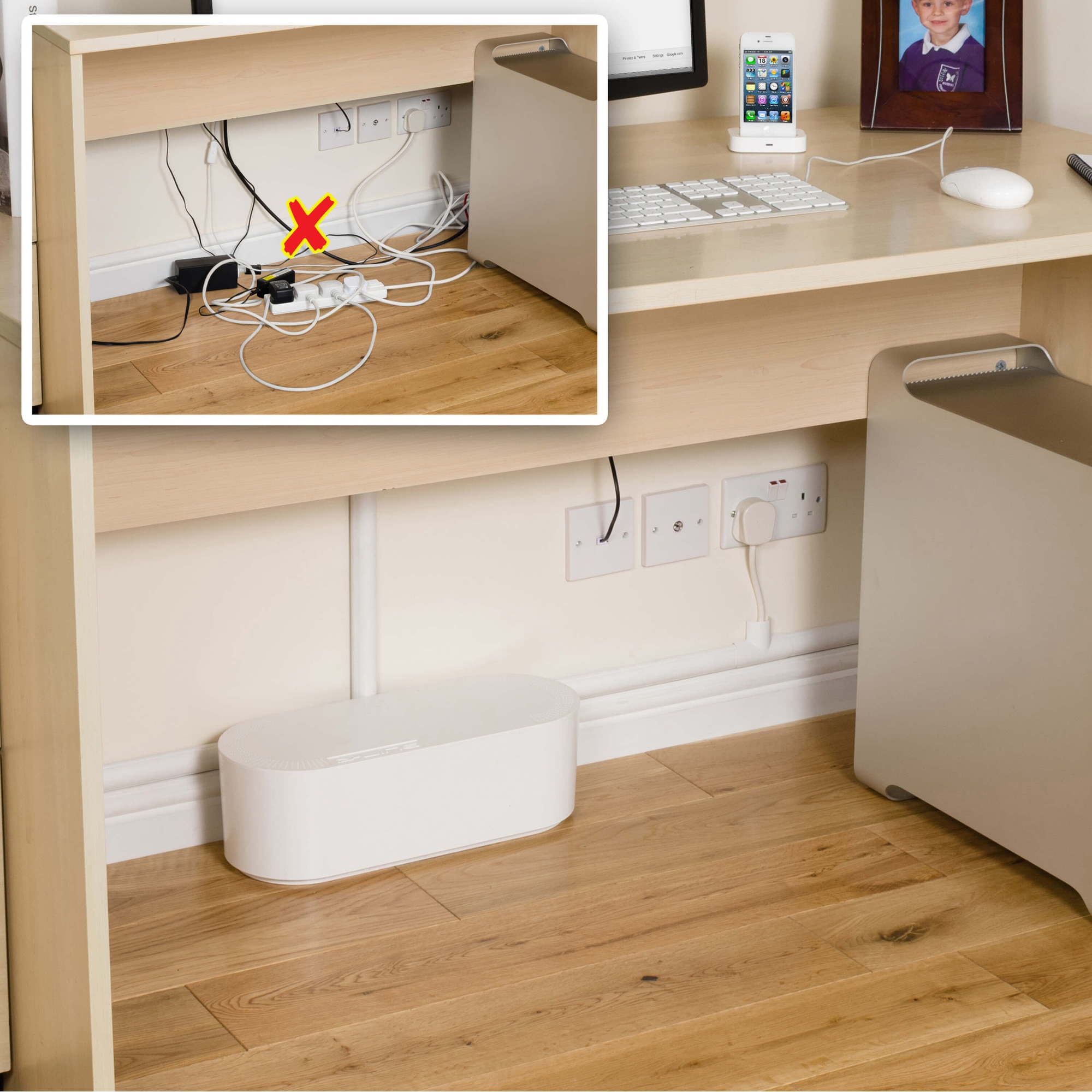 Cutie organizare cabluri si prelungitoare D-Line, alb, 325 x 115 x 125 ...