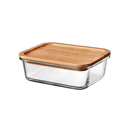 Recipient depozitare din sticla borosilicata cu capac bambus ermetic cu ...