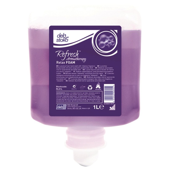 Sapun spuma rezerva Deb Relax, cartus pentru dispenser, 1000 ml - eMAG.ro