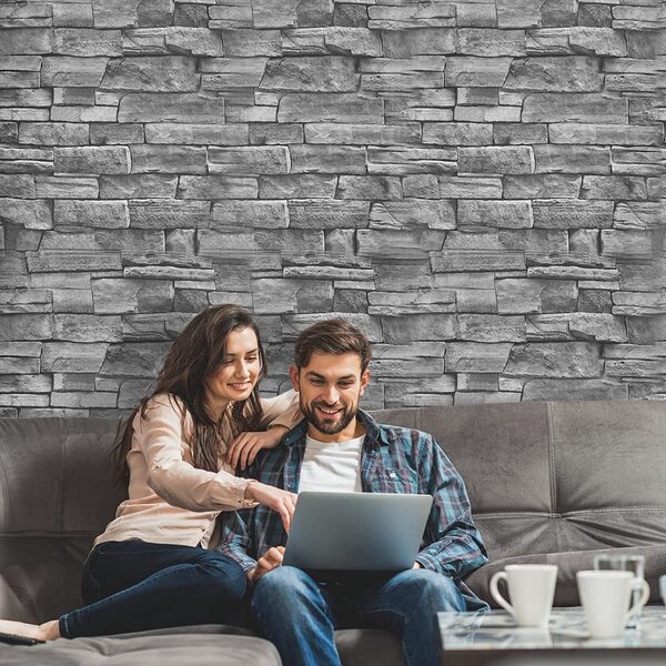 Tapet 3D gri piatra 300X45cm - eMAG.ro