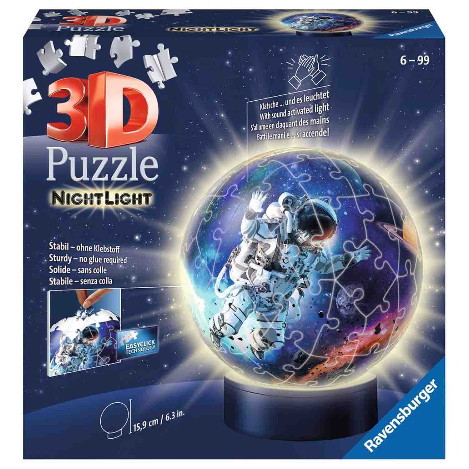 Puzzle 3D Ravensburger NightLight - Astronaut, 72 piese - eMAG.ro