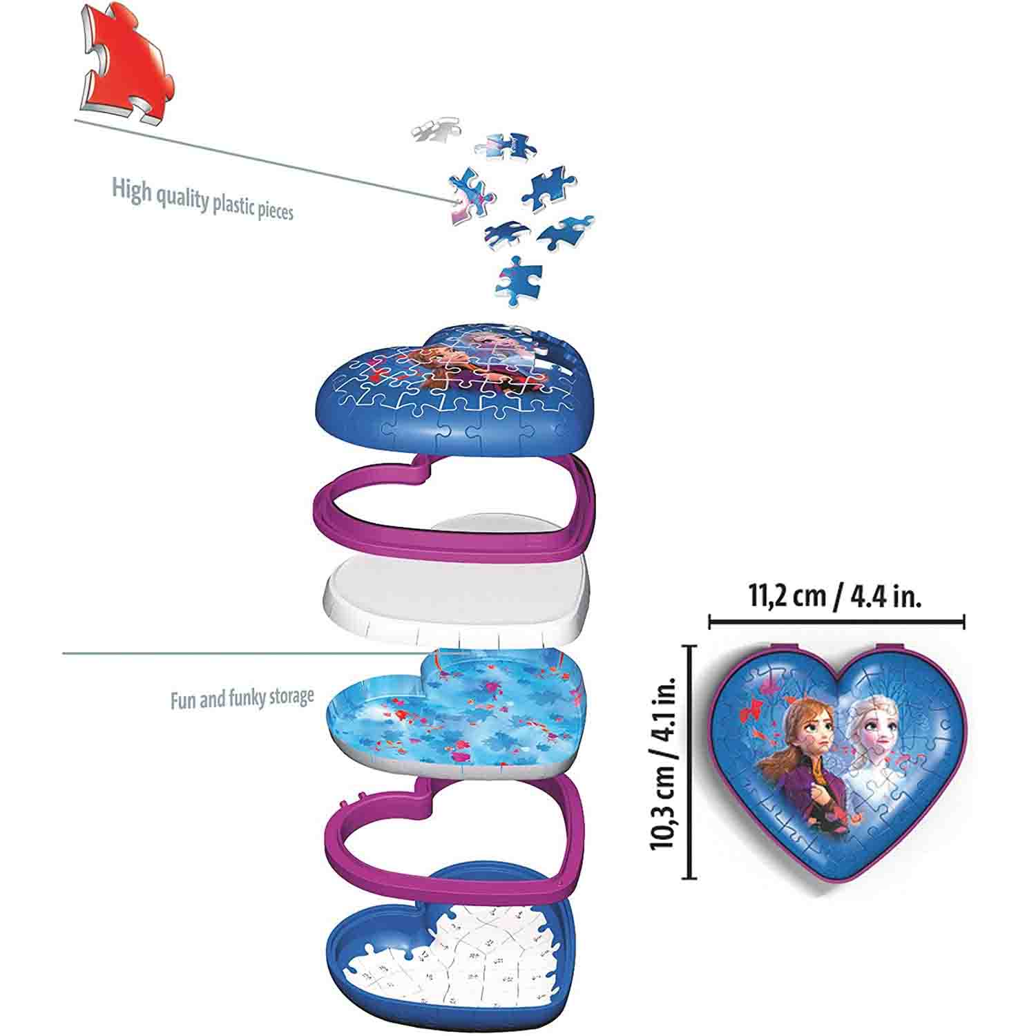 Puzzle 3D Ravensburger - Cutie in forma de inima, Disney Frozen, 216 ...