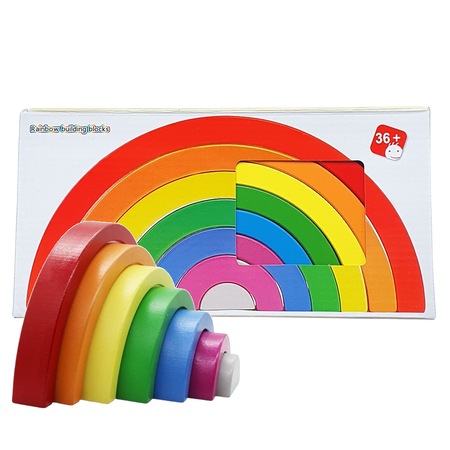 Jucarii educative din lemn, Blocuri de constructie curcubeu potrivite ...
