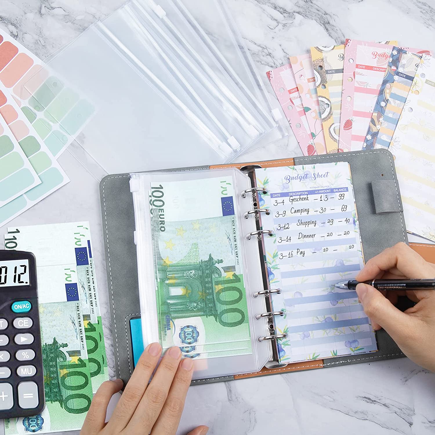 Planificator buget, MAIHAOYU, A6, Piele ecologica/PVC, gri - eMAG.ro