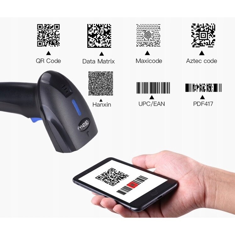 Cititor cod de bare, 1D/2D, Negru/Albastru - eMAG.ro