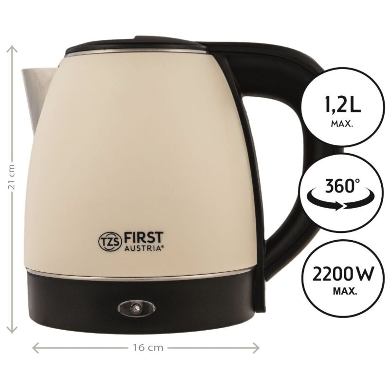 Fierbator First Austria, Inox, 2200W, 1.2l, Bej - eMAG.ro