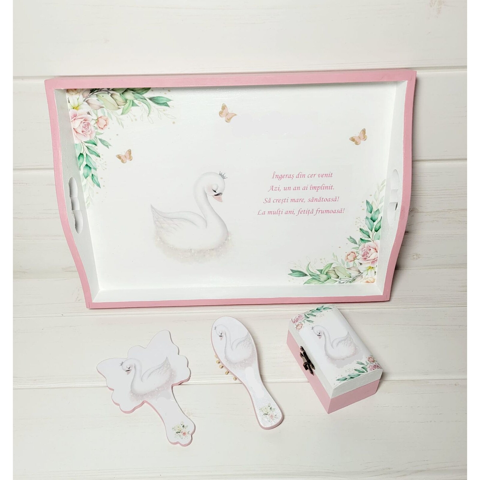 Set pentru taierea motului/ turta- model Lebada/ Angel the swan ...