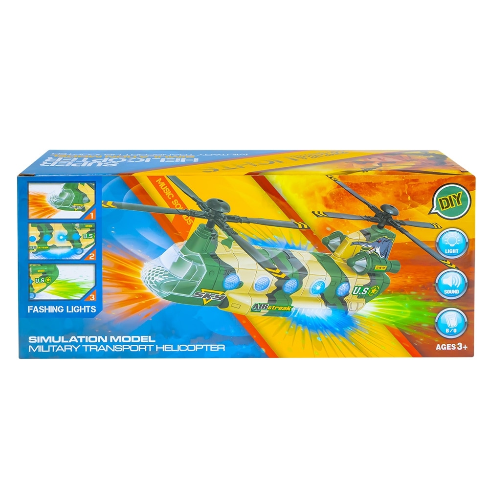 Elicopterul armata, 2 elice, lumini si sunete - eMAG.ro